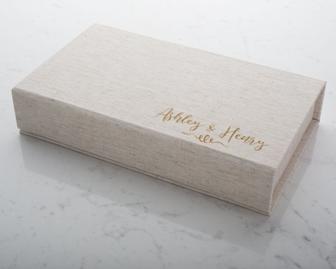 Linen Fabric USB Box 8x10 + Crystal Flash Drive With Personalization ...