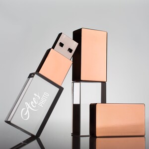 Linen Fabric Flash Drive Box With Magnetic Closure + Crystal Drive ...