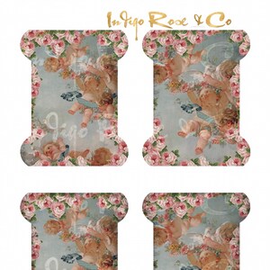 RIBBON LACE HOLDER Cherubs Angels Putti Pink Roses Ribbons Gift Party ...