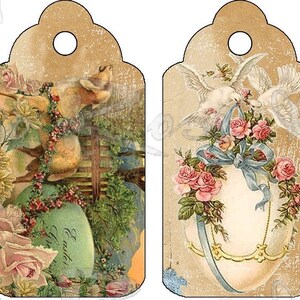 12 GIFT TAGS LABELS Happy Easter Vintage Images Chicks Easter - Etsy