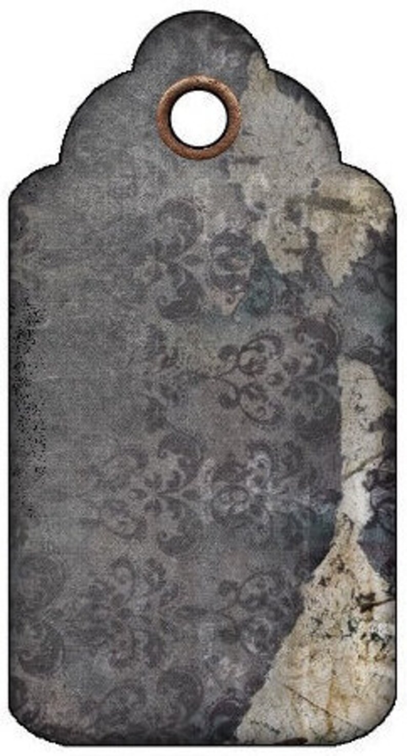 12 DAMASK TAGS Chalkboard Embossed LABELS Charcoal Vintage | Etsy