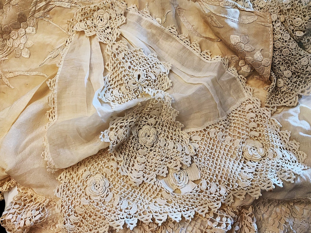 Beautiful Handmade Antique Lacy Jabot 3D Irish Crochet - Etsy
