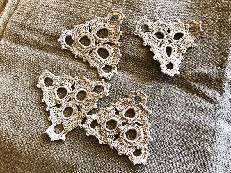 2x Textural Antique Ecru Handmade Irish Crochet Lace Motives | Etsy