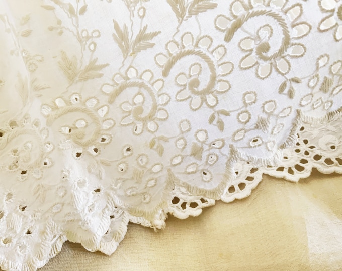 Vintage Hand Embroidered Anglaise Trim - Eyelets - Salvaged Craft Dolls ...
