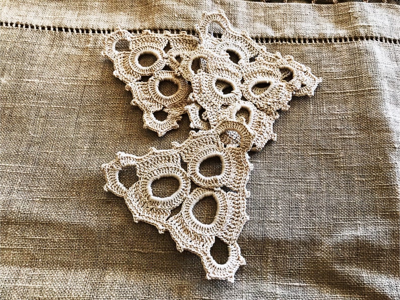 2x Textural Antique Ecru Handmade Irish Crochet Lace Motives | Etsy