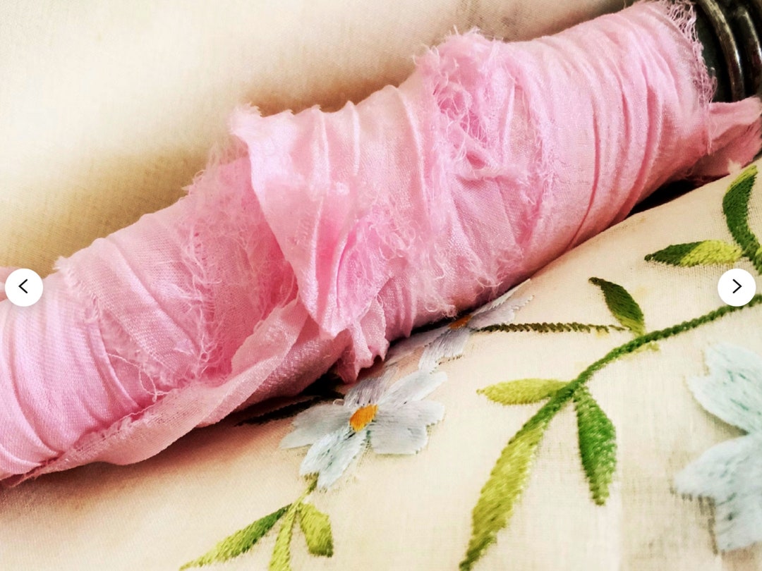 3yd Fine Sari Silk Chiffon - Pretty in Pink - Recycled Ribbon - Dolls ...