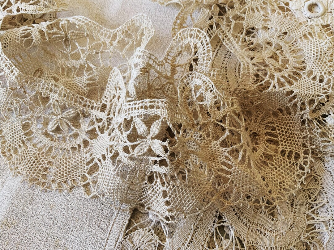 29.5in Handmade Oval French Vintage Linen Bobbin Lace - Craft Costumes ...