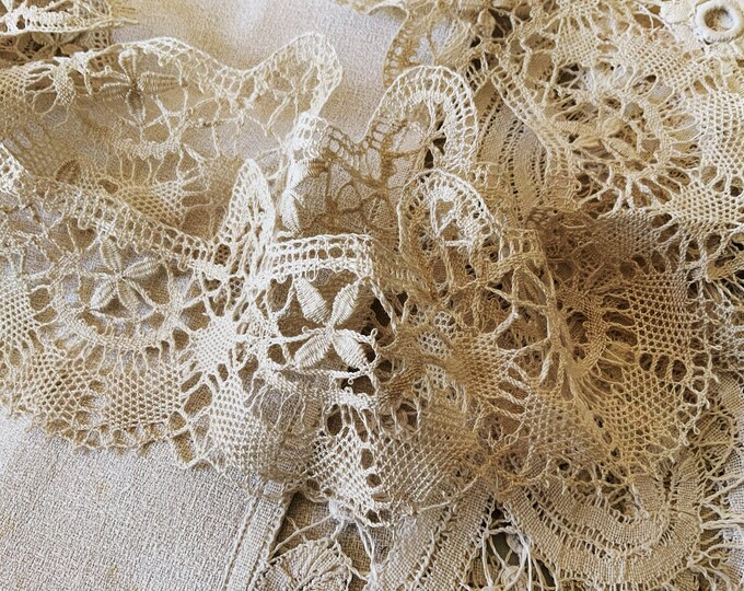29.5in Handmade Oval French Vintage Linen Bobbin Lace - Craft Costumes ...