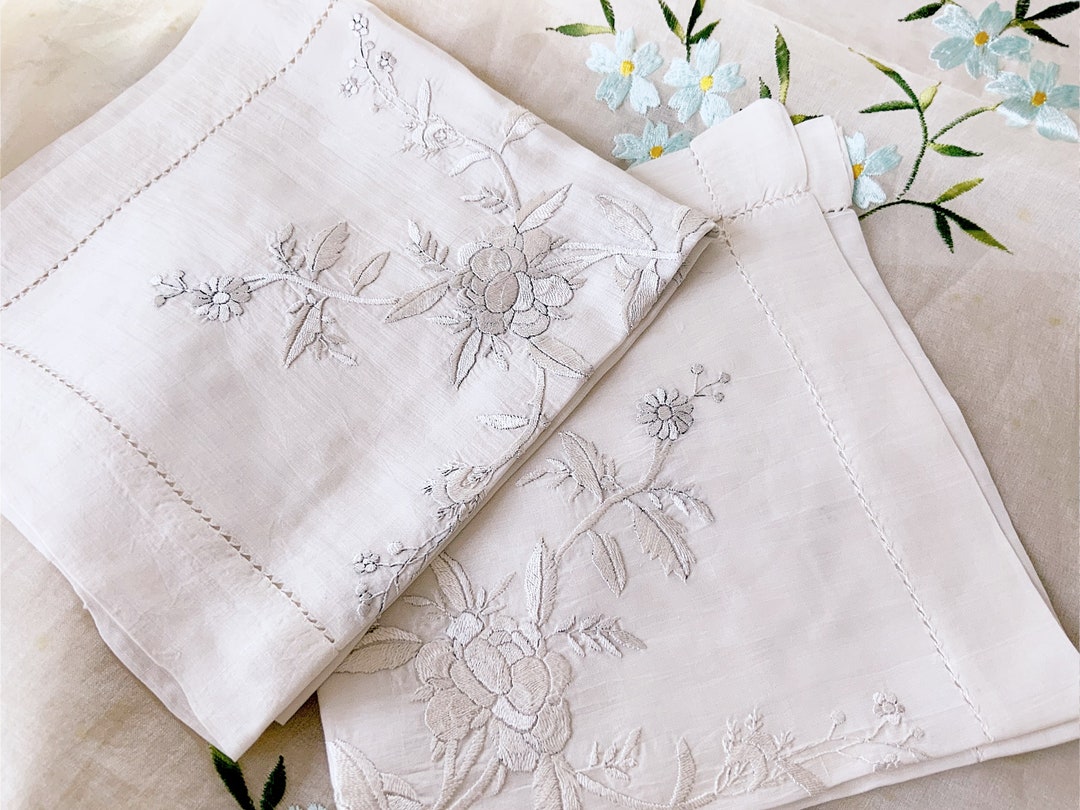 Gorgeous Vintage Hand Embroidered Silk on Silk Handkerchief - Etsy