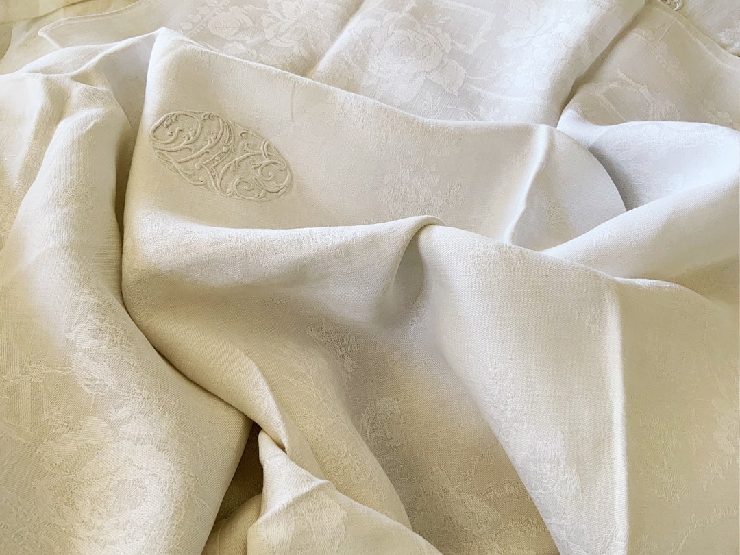 Beautiful Large French Antique Linen Damask Napkin /serviette/towel ...