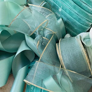 Vintage Aqua Seawater Ribbons - Craft Vintage Supplies - Etsy
