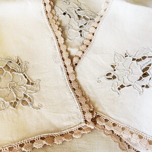 Charming Handmade Richelieu French Linen Tablecloth Hand Embroidered - Etsy