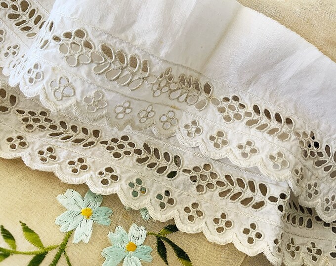 Hand Embroidered Anglaise Lace Eyelets Salvage Craft Dolls Costumes - Etsy
