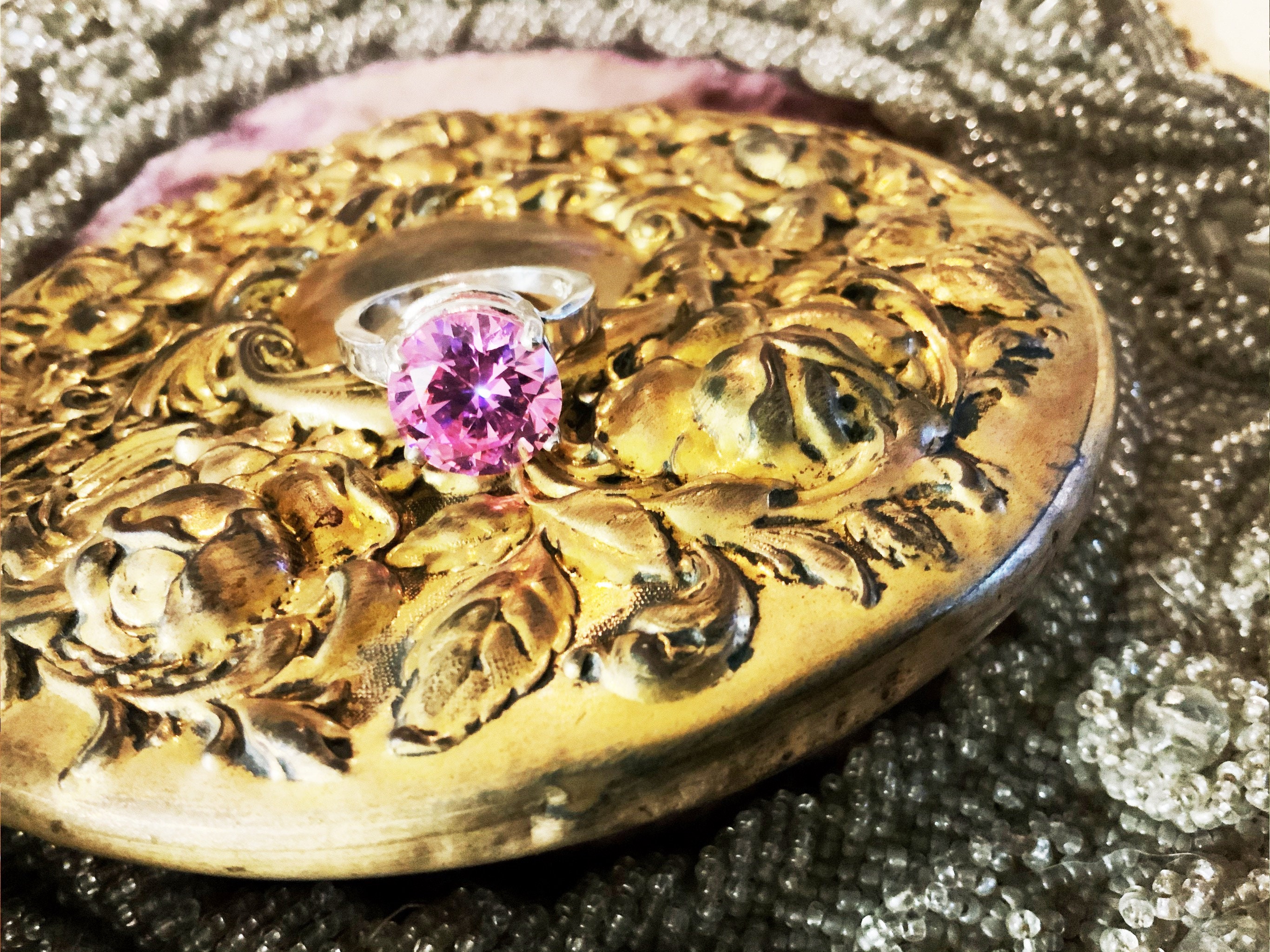 7.25 Very Pretty Large Pink Stone Ring Stamped 925 Silver | Etsy