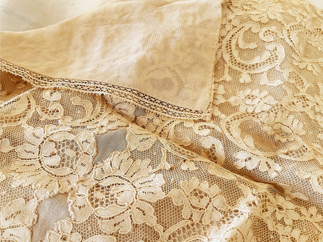 Vintage Hand Stitched Ecru French Lace Modesty Panel - Alencon Lace - Etsy