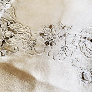 Charming Handmade Richelieu French Linen Tablecloth Hand Embroidered - Etsy