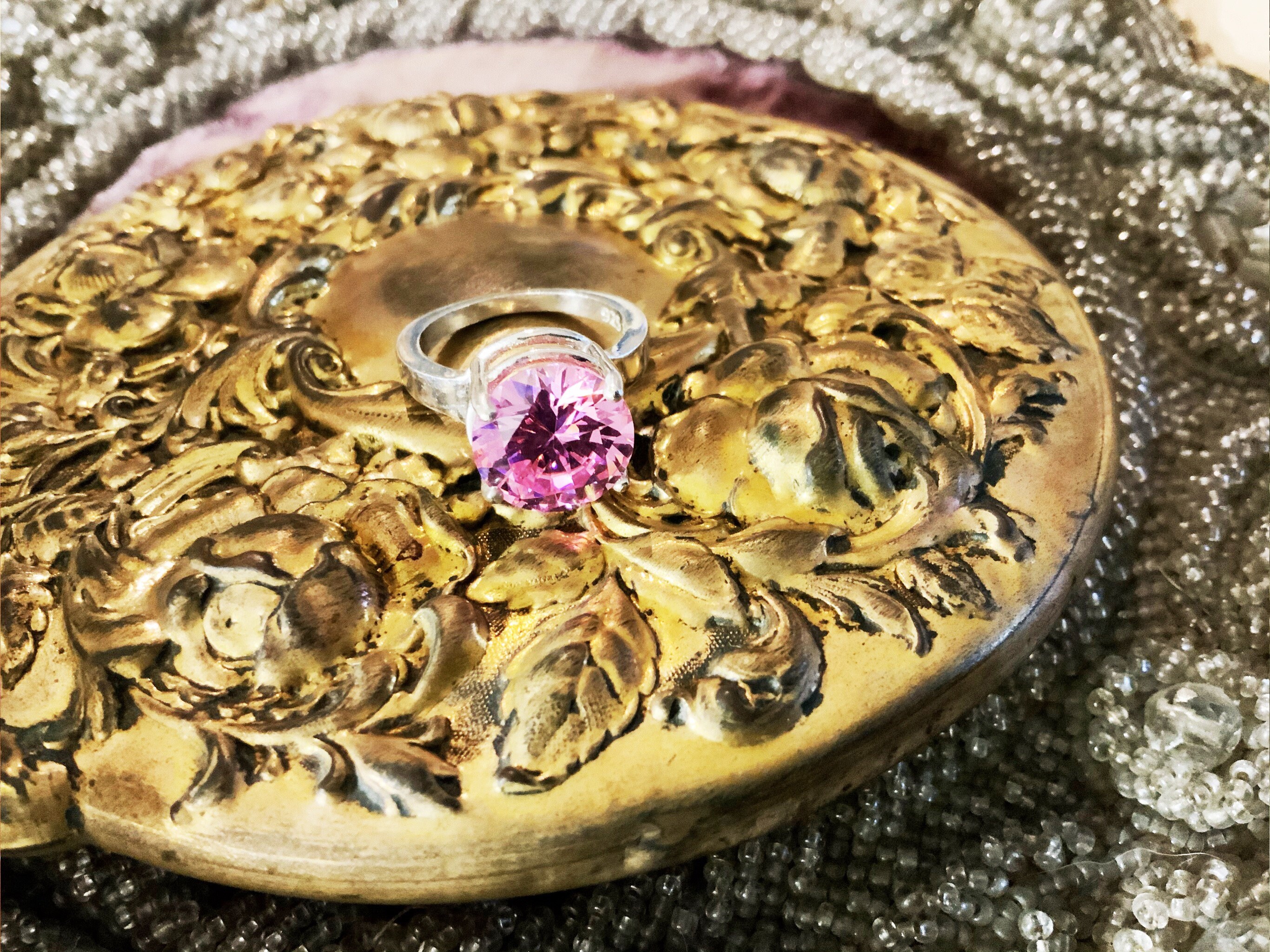 7.25 Very Pretty Large Pink Stone Ring Stamped 925 Silver | Etsy