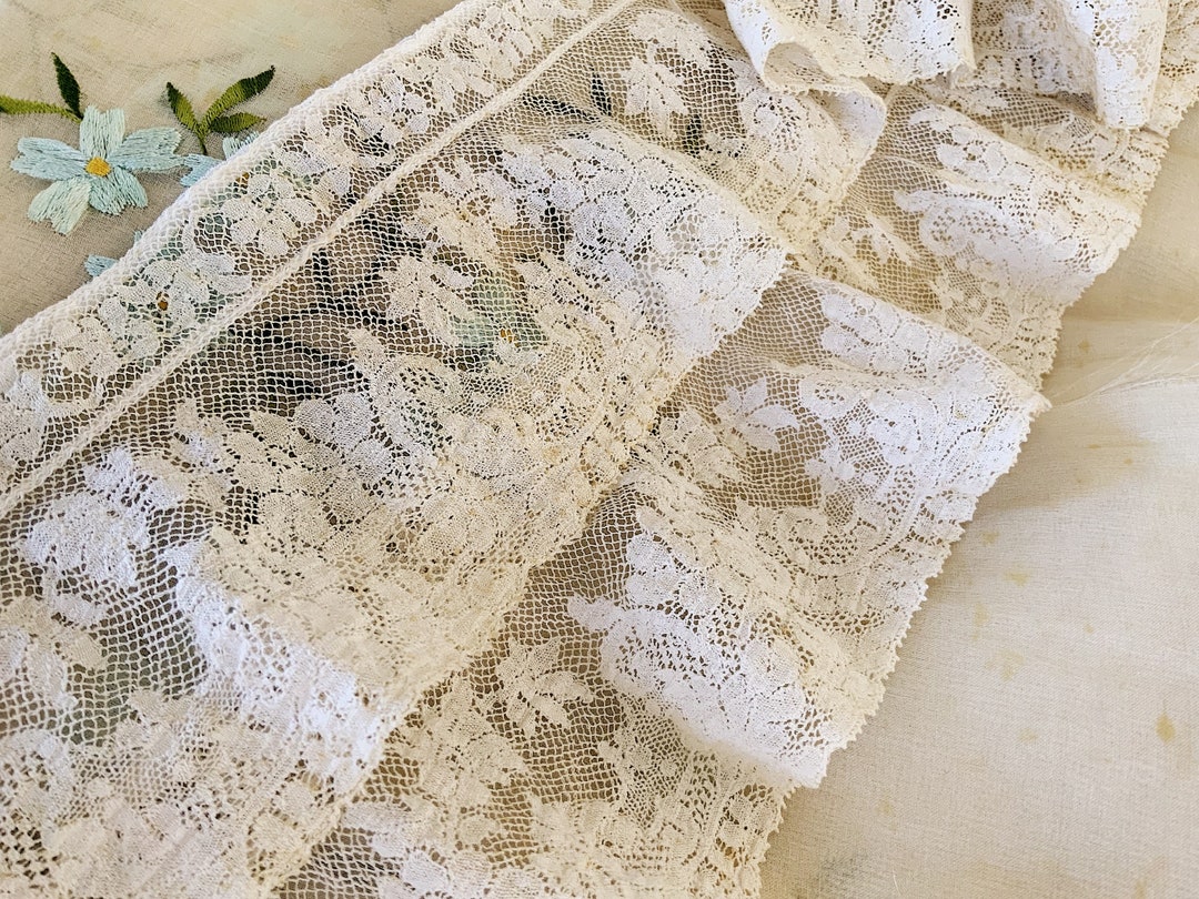 Gorgeous Vintage Ivory Lace Ruffle - Salvage Craft Dolls Costumes - Etsy