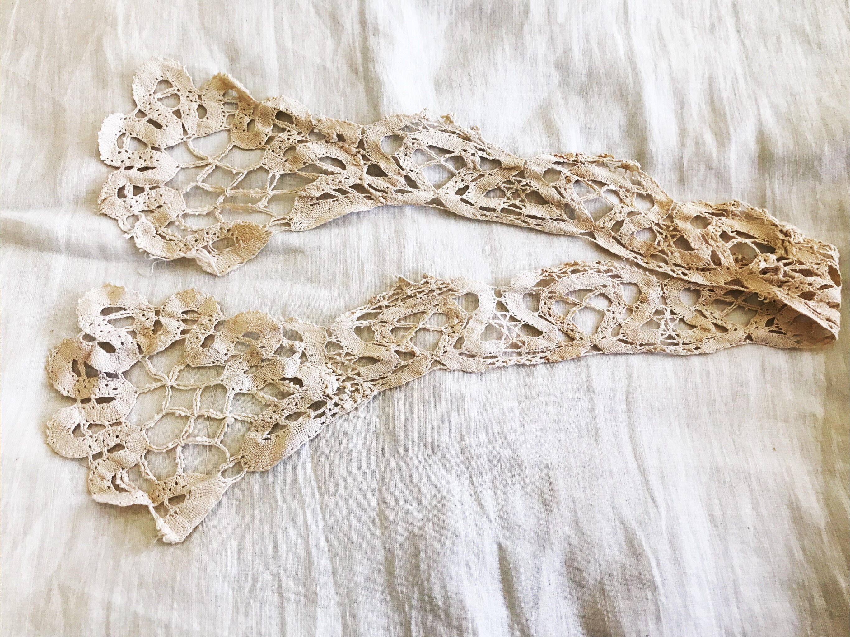 Handmade Antique Linen Bobbin Lace Lappet Salvage Craft | Etsy