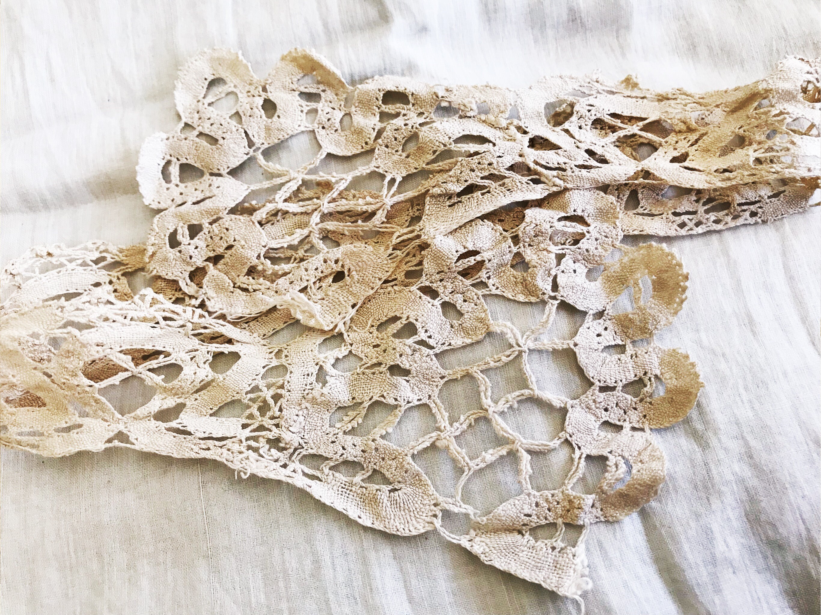 Handmade Antique Linen Bobbin Lace Lappet Salvage Craft | Etsy