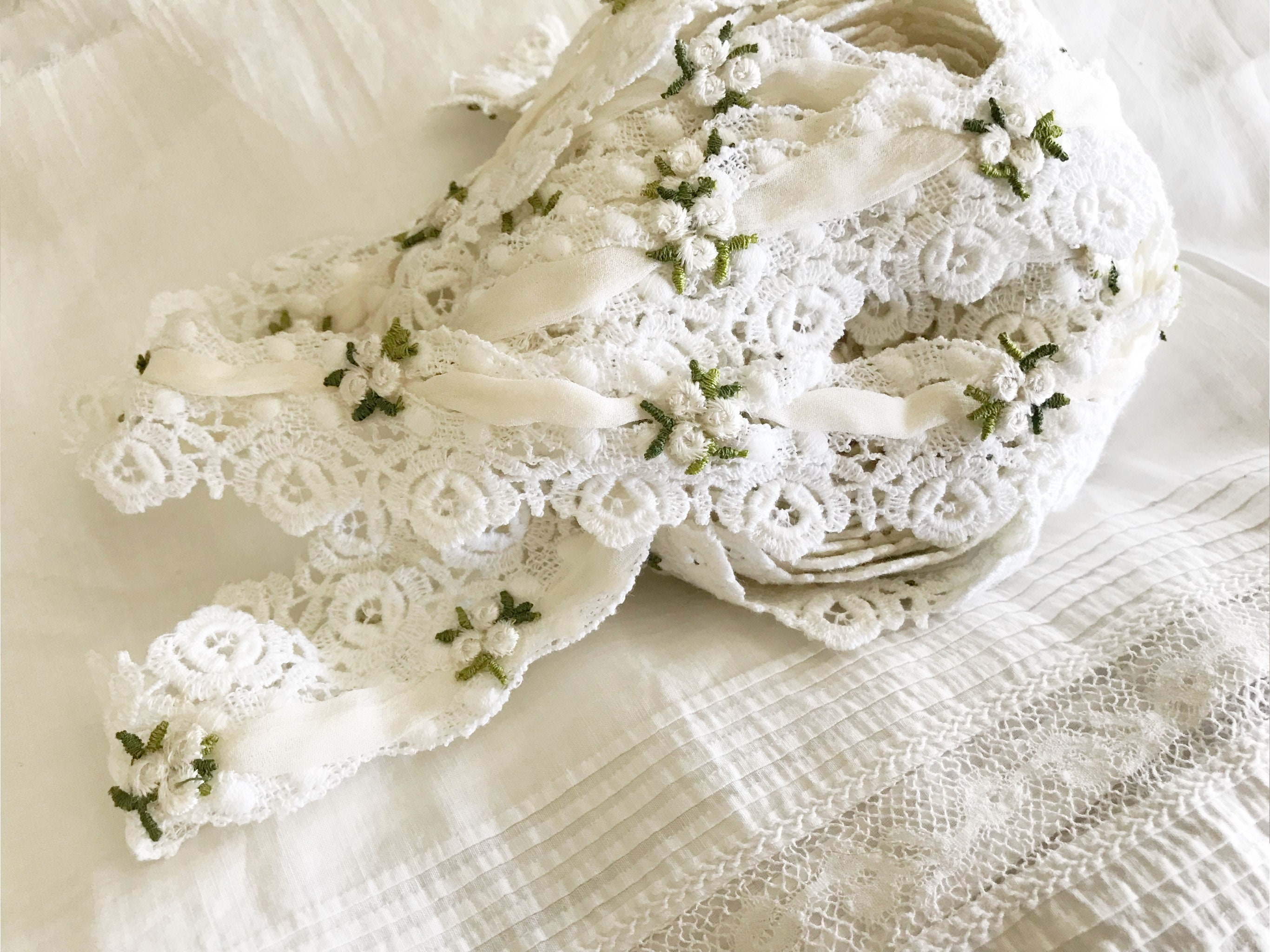 Extremely Beautiful Vintage Lace Trim Chiffon Ribbon Insert | Etsy