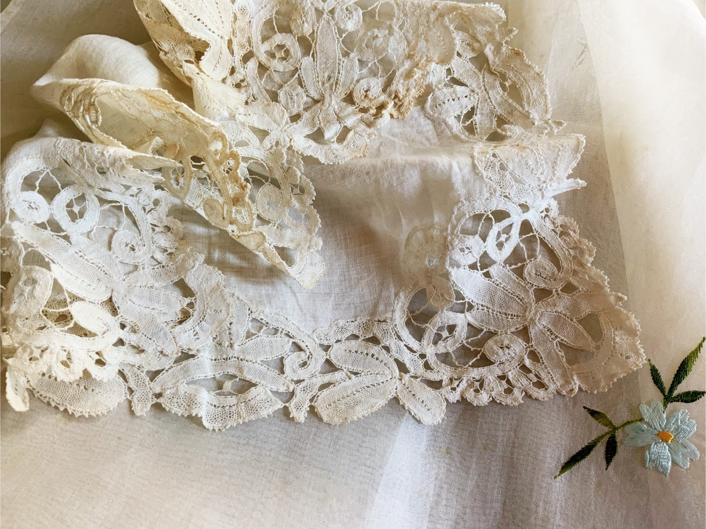 Antique Duchesse Lace Handkerchief Fine Cotton Victorian | Etsy