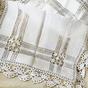 Lovely Handmade Vintage Linen Tray Cloth - Handmade Needle Work & Hand ...