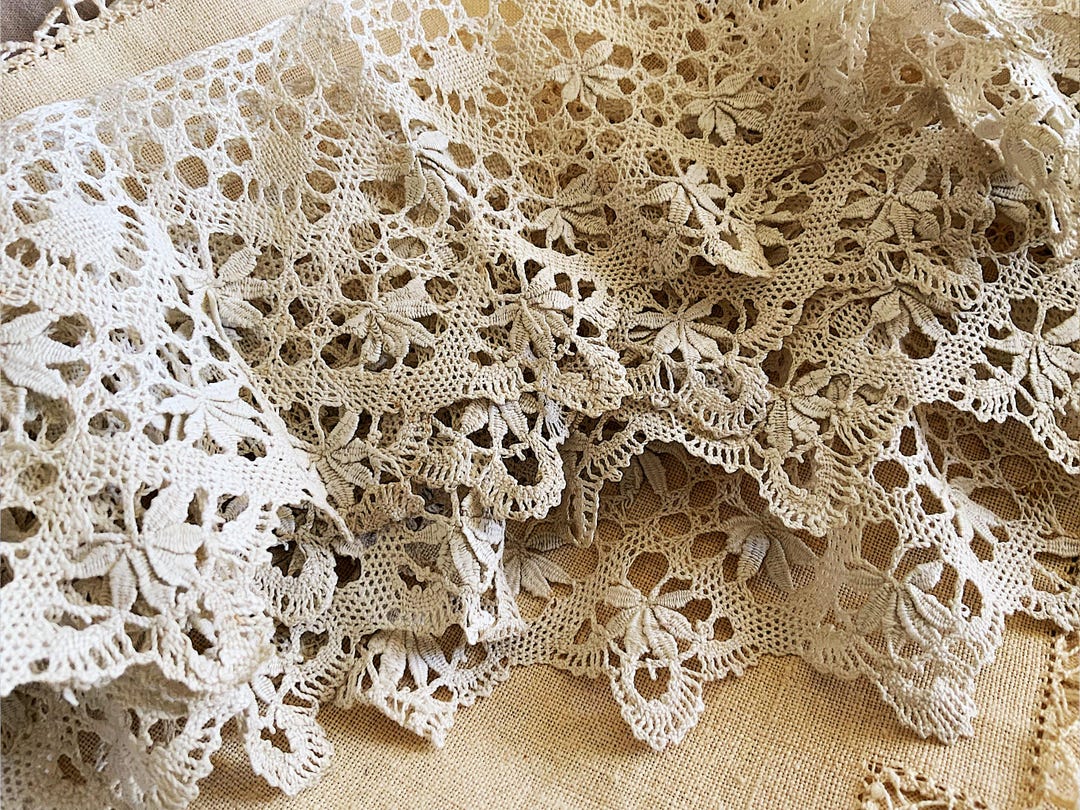Beautiful Handmade Natural Linen Vintage Bobbin Lace - Craft Costumes ...