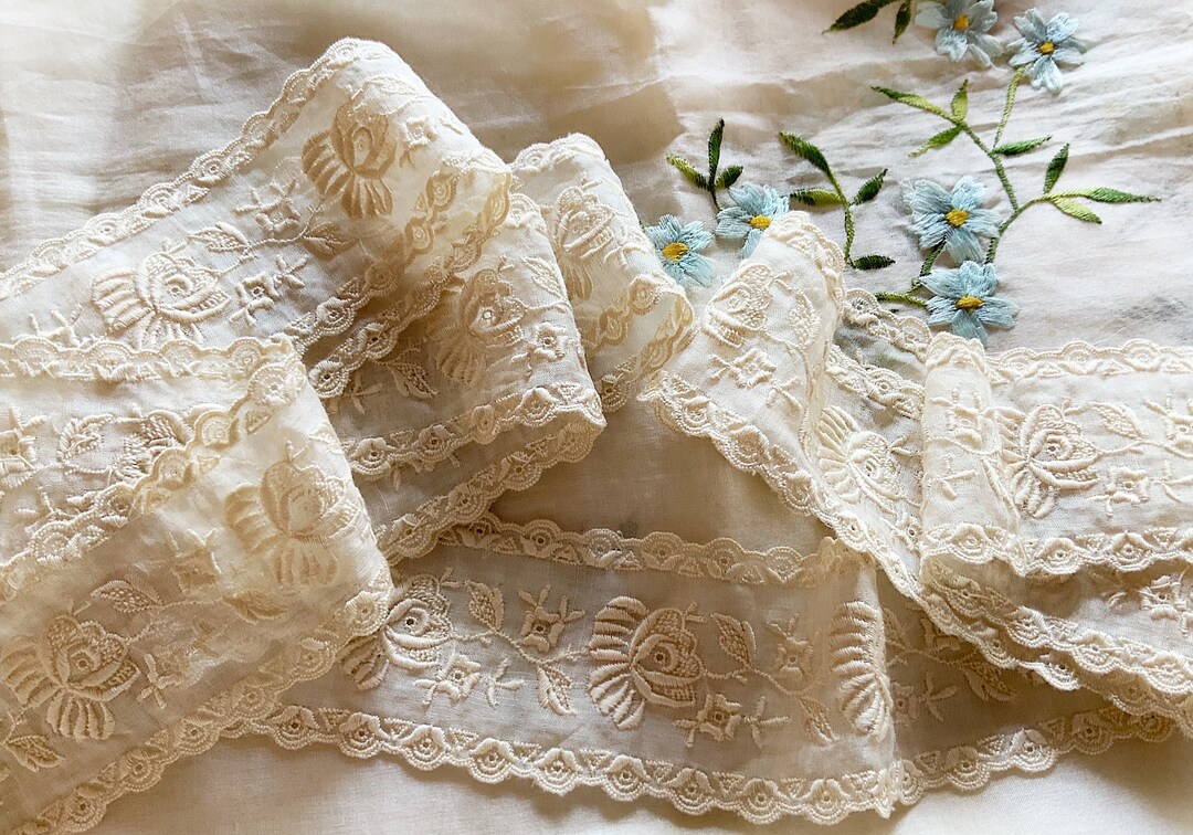Fabulous Fine Hand Embroidered Lace - Batiste - Craft Dolls Costumes ...