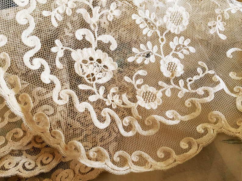 17inw Handmade Antique Limerick Lace Net Lace Tambour Lace - Etsy