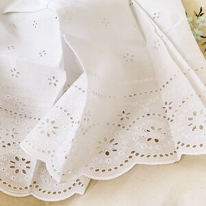Fine Milky White Vintage Embroidered Anglaise Lace Flounce - Eyelets ...