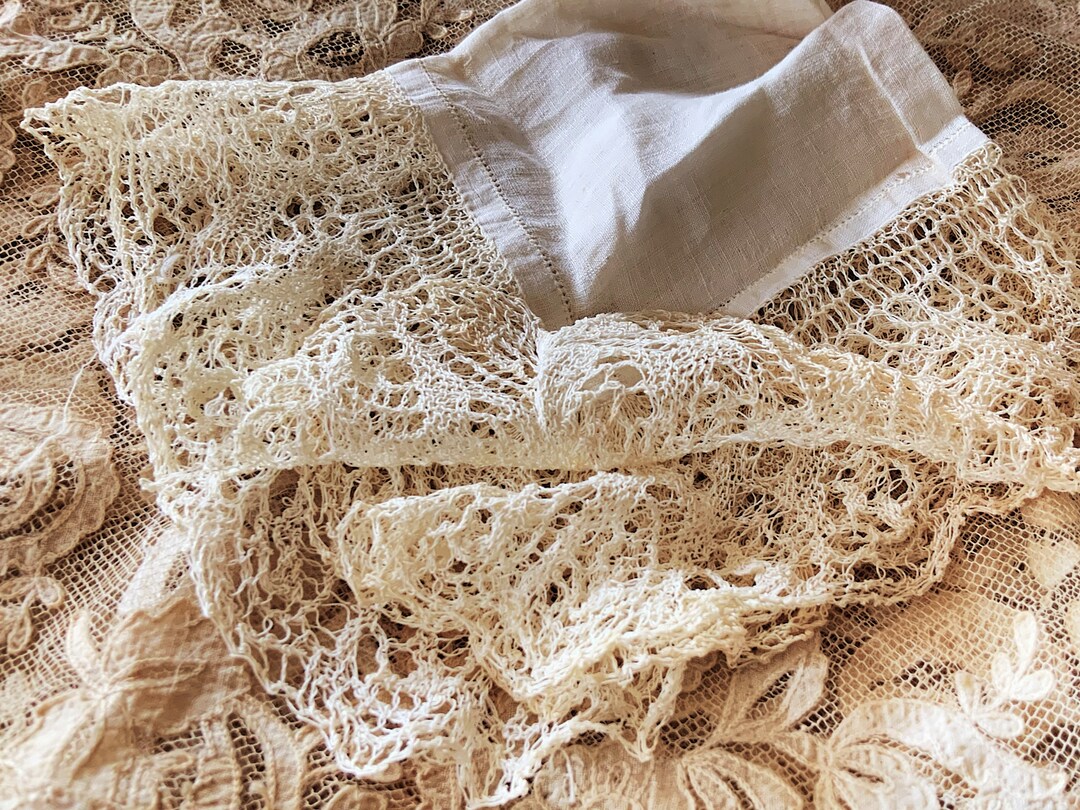 Beautiful Very Fine Wispy Handmade Lace Handkerchief - Hand Knitted ...