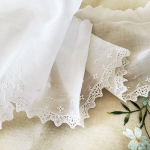 Fine Sheer Vintage Anglaise & Schiffli Lace Flounce - Eyelets - Dolls ...