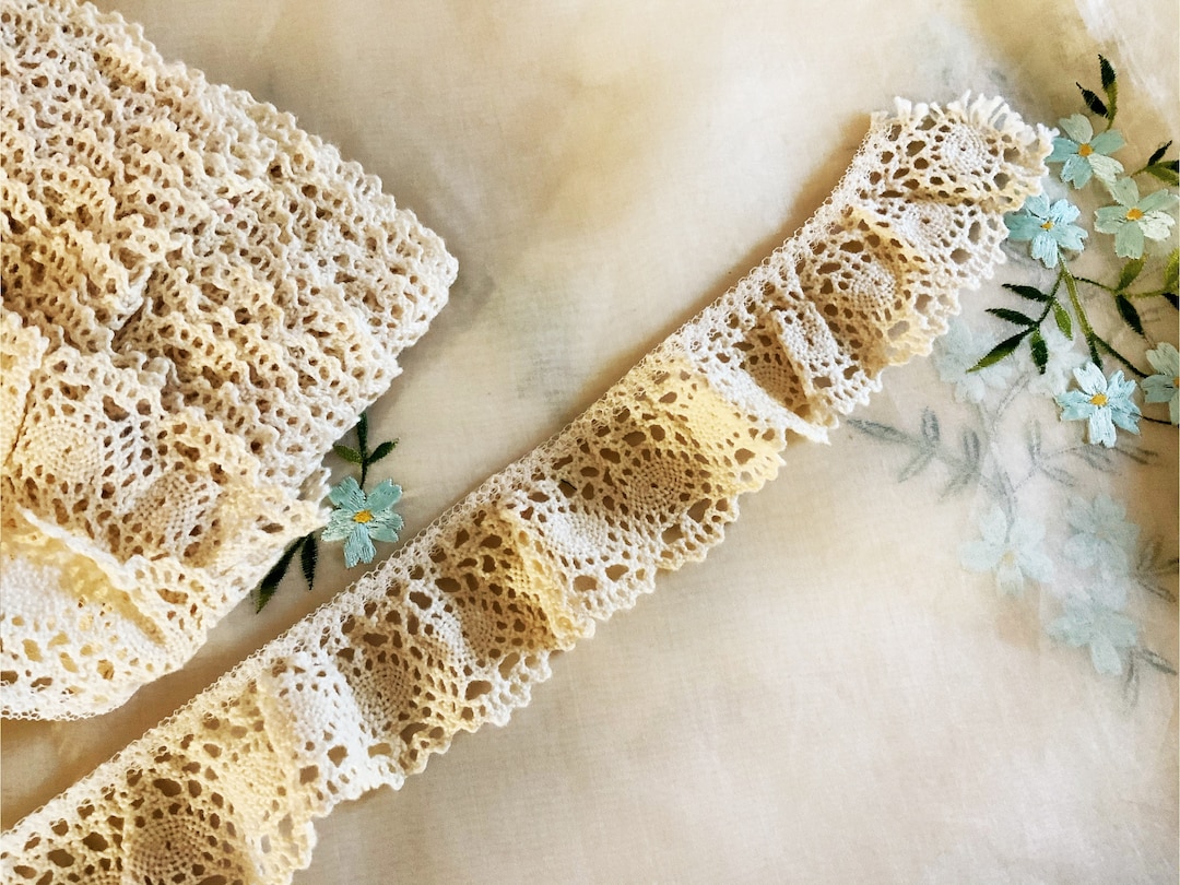 Soft Vintage Torchon Ruffled Lace Trim - Unused - Embellish Craft ...
