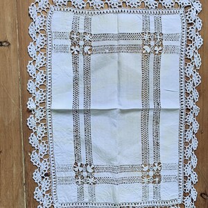 Lovely Handmade Vintage Linen Tray Cloth - Handmade Needle Work & Hand ...
