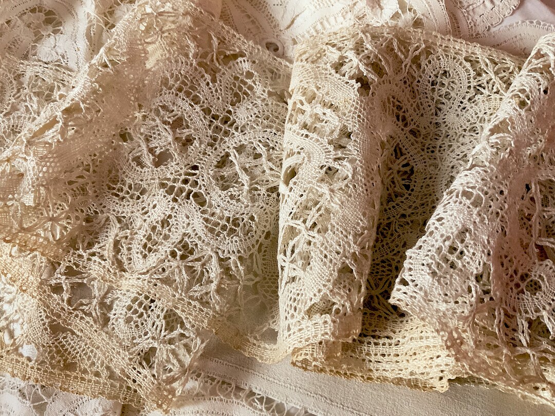 Natural Linen Handmade Vintage French Bobbin Lace - Craft Costumes ...