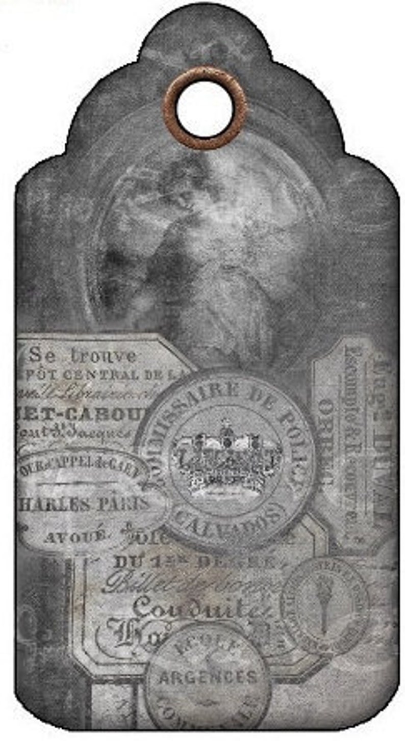 12 DAMASK TAGS Chalkboard Embossed LABELS Charcoal Vintage | Etsy
