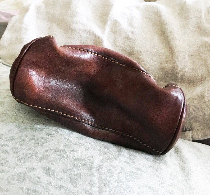 Vintage Genuine Brandy Leather Satchi Toiletry Bag / Pouch / | Etsy