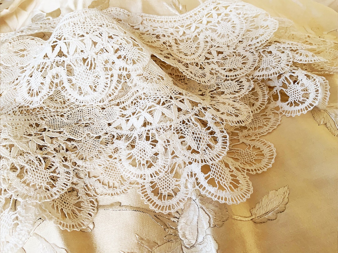 Beautiful Vintage French Handmade Bobbin Lace - Craft Costumes Pillows ...