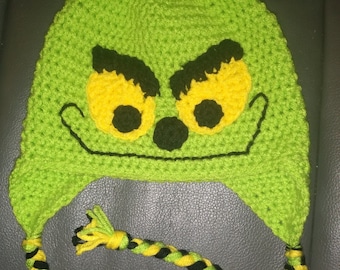 Christmas Grinch Knit Embroidered Beanie Hat - Etsy