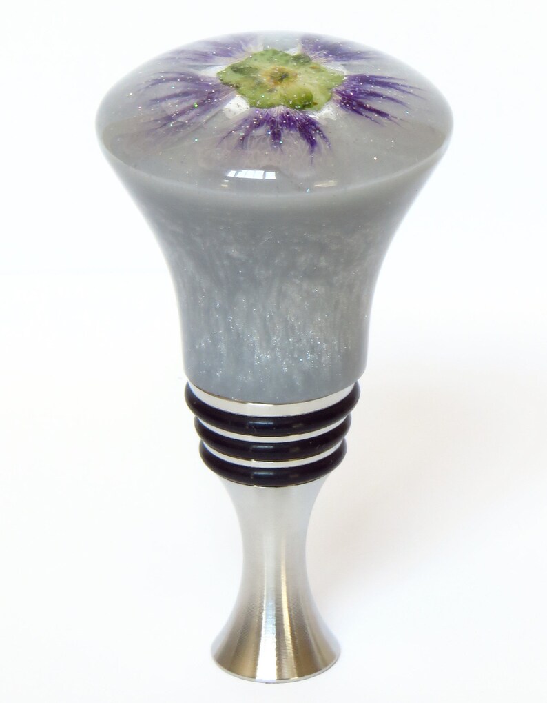 Dried Malva Flower and Resin Purple and Silver Stainless | Etsy