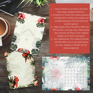 Tropical, Parrots Printable Stationery, Printable Writing Paper, Letter ...