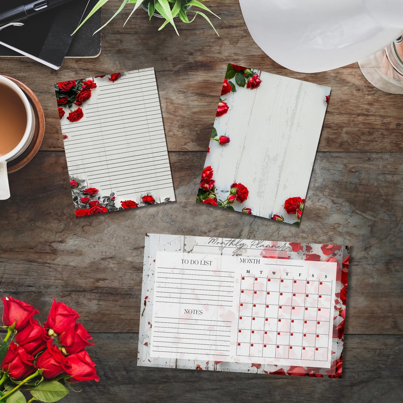 Red Rose, Roses, Printable Stationery, Printable Writing Paper, Letter ...