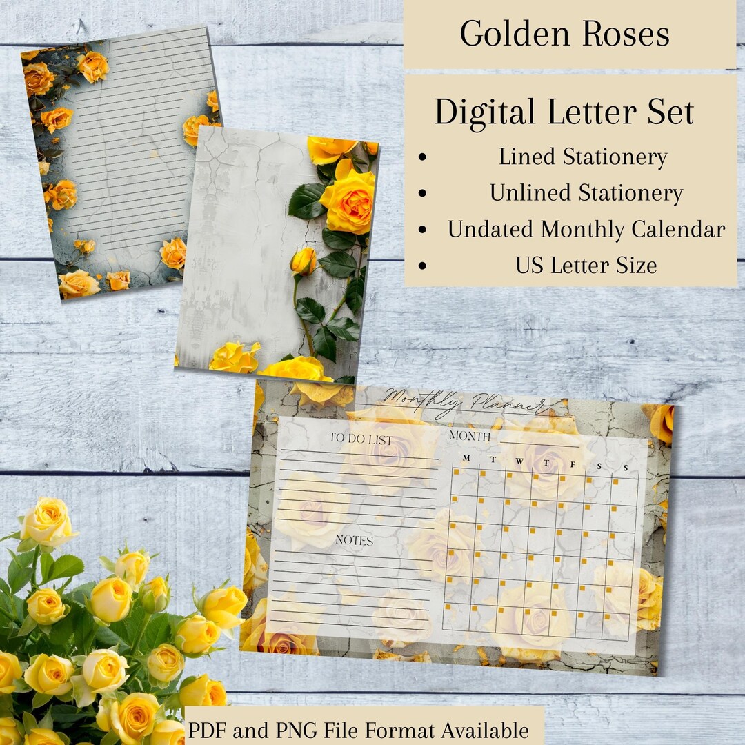 Yellow Roses, Printable Stationery, Printable Writing Paper, Letter ...
