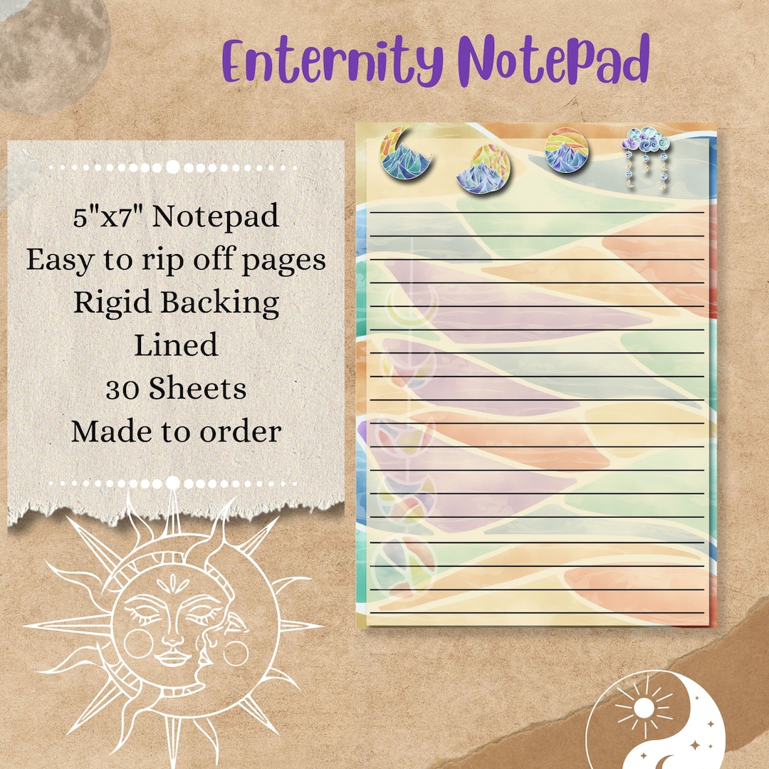 Celestial/ 5x7 Notepad/ Writing Pads/ Writing Stationery/ Graph/ Notes ...