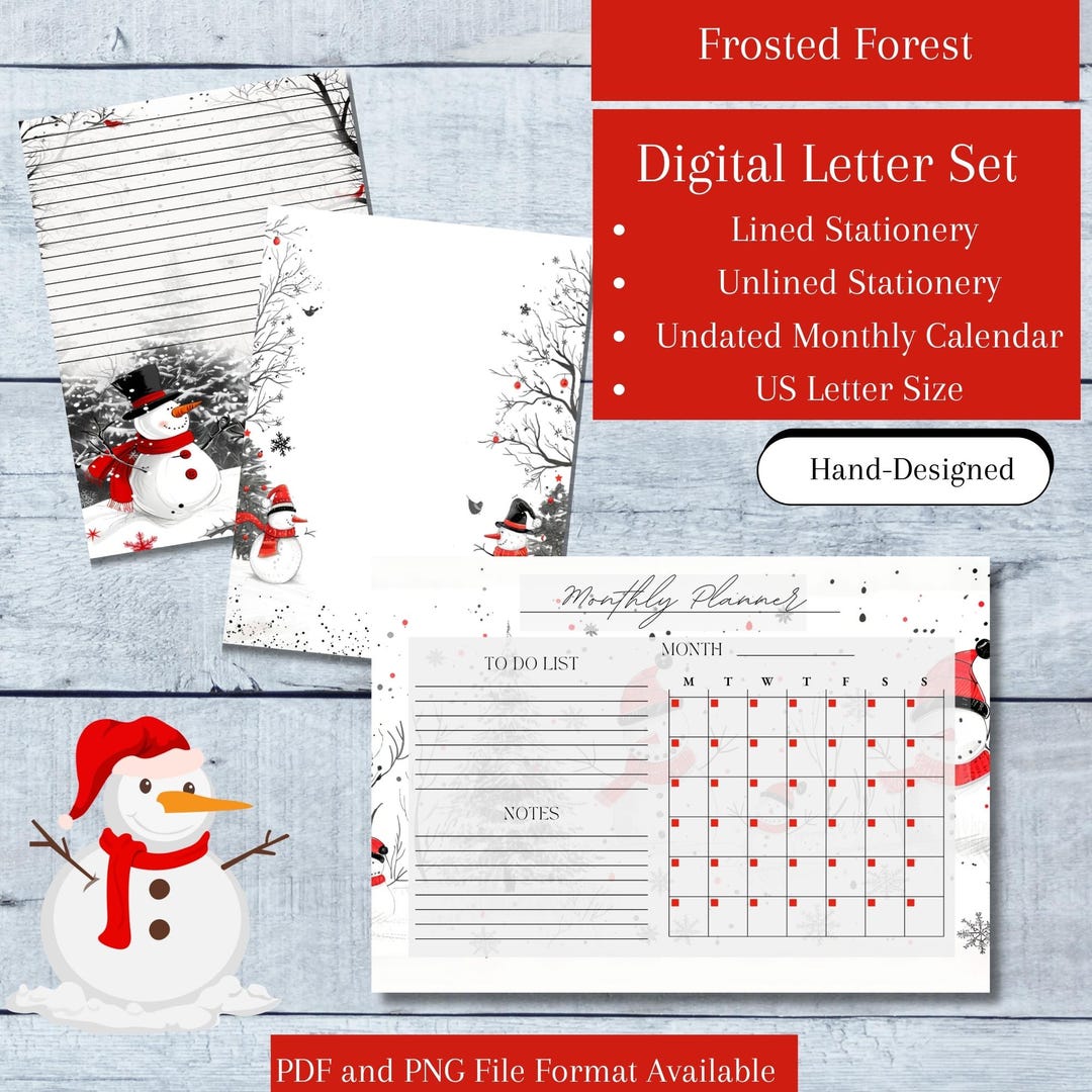 Snowman Christmas Printable Stationery Printable Writing Paper Letter ...