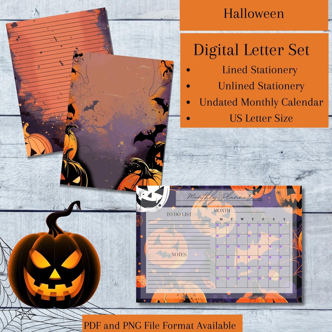 Halloween Printable Stationery, Printable Writing Paper, Letter Writing ...
