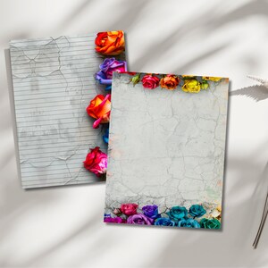 Rainbow, Roses, Printable Stationery, Printable Writing Paper, Letter ...