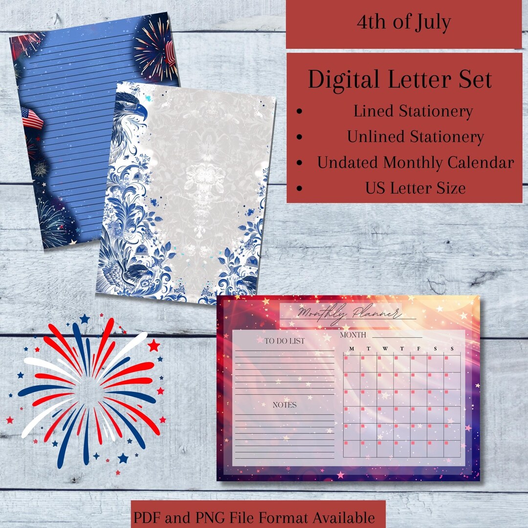 Independence Day, Printable Stationery, Printable Writing Paper, Letter ...
