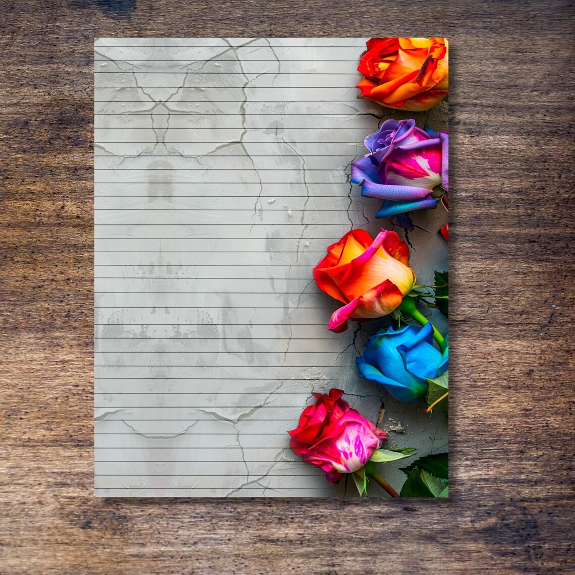 Rainbow, Roses, Printable Stationery, Printable Writing Paper, Letter ...